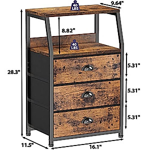 Furnulem Nightstand with 3 Drawers with 2-Tier Shelf and 8 Drawer Dresser Wide 47'' Long, Storage Chest of Drawer for 55'' TV Stand in Closet