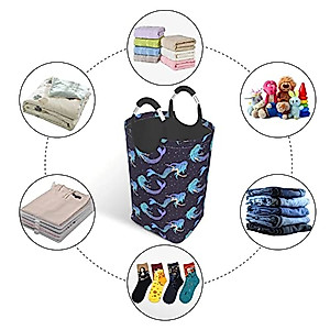 Mermaids Foldable Laundry Hamper Collapsible Laundry Baskets with Handles Large Laundry Bag Dirty Clothes Hamper Organizer Laundry Bin purple
