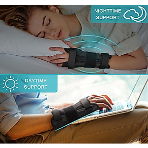 PKSTONE Wrist Splint for Carpal-Tunnel Syndrome, Adjustable Compression Wrist Brace for Right and Left Hand, Pain Relief for Arthritis, Tendonitis, Sprains