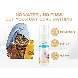 FAMOUS Waterless Cat Shampoo, Dry Shampoo for Cats, Rinse Free and Relieves Hairballs, for Smelly Pets, Natural Ingredients Pet Shampoo Without Alcohol, No Water or Rinses Needed