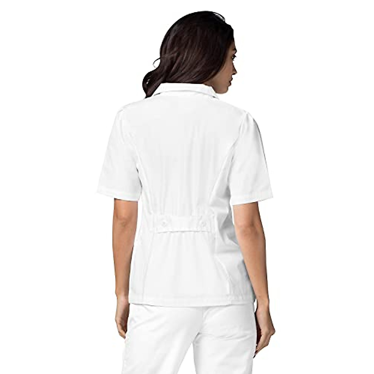 Adar Universal Scrubs for Women - Lapel Collar Buttoned Scrub Top - 2629 - White - XS