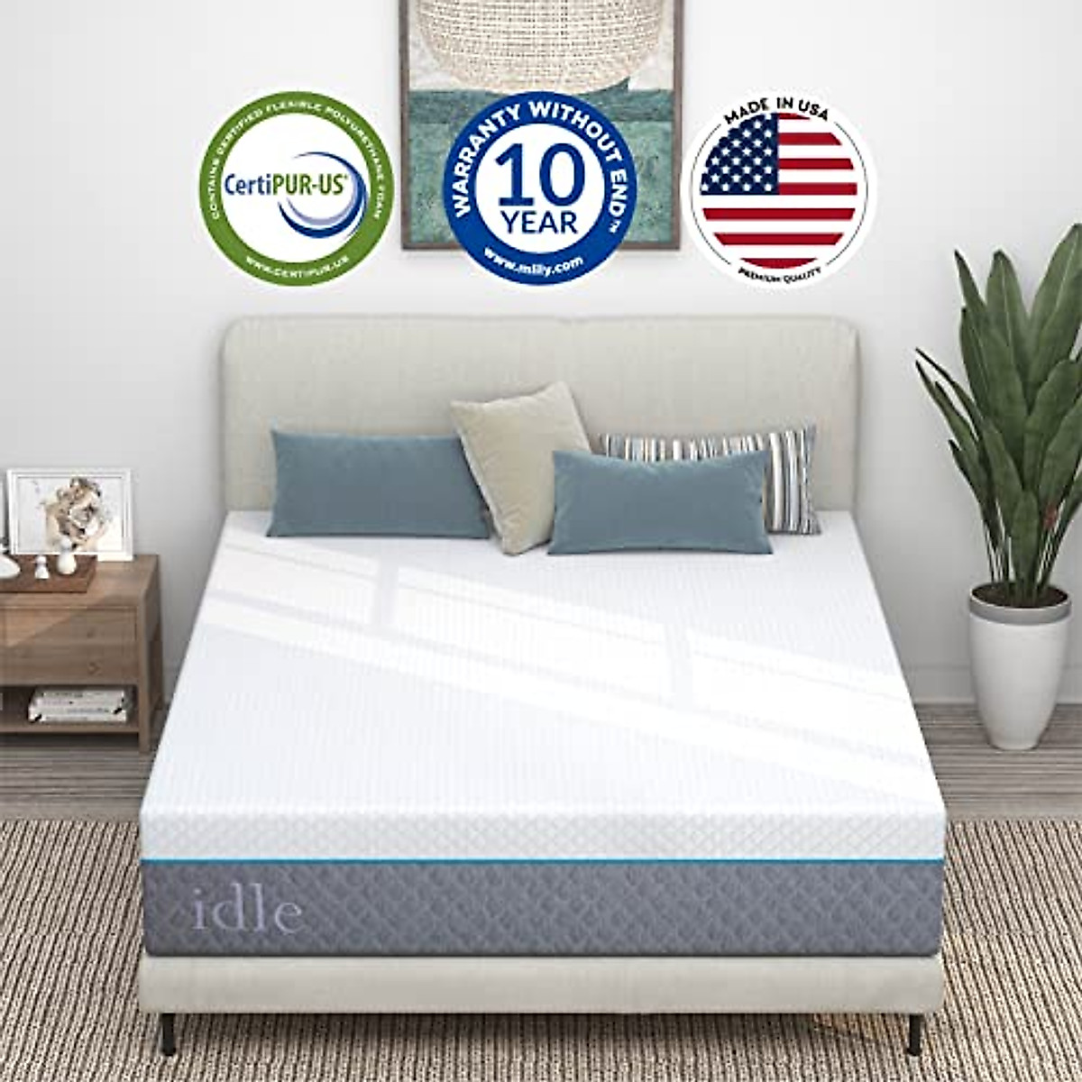 MLILY 12 Inch Queen Memory Foam Mattress in a Box, CertiPUR-US Certified Made in USA, Cooling Gel Foam Mattress, Medium Firm Double Mattress for Pressure Relief, White