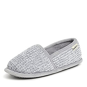 Dearfoams Women's Chenille A-Line Slipper, Sleet, Large