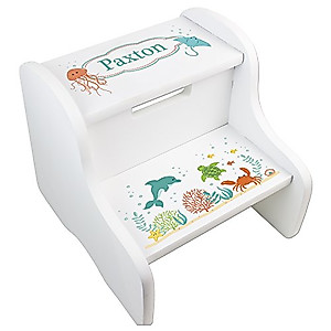 My Bambino Children's Personalized Sealife Step Stool Nautical Sea Animals Bathroom Nursery