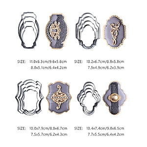 16 Pieces Frame Fondant Cutters Stainless Steel Sugar Cookie Cutters for Birthday Wedding Baby Shower Cookies Fondant Decorations