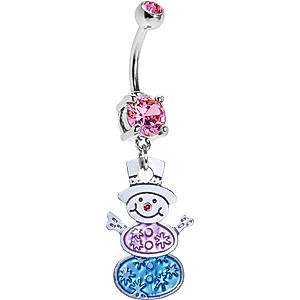 Body Candy Festive Snowman Dangle Belly Ring