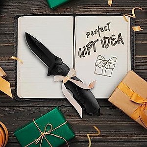 Tactical Knife for Men - Black Pocket Knife - Best Spring Assisted Knife with Glass Breaker and Pocket Clip - Cool Folding Knives for Military Work Self Defense Camping - Birthday Gifts for Dad 6495 B