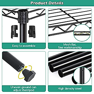 BLKMTY 5-Tier Wire Shelving Metal Shelf Unit Storage Shelves Adjustable Height NSF Shelving Rack Strong Steel for Restaurant Bathroom Garage Pantry Kitchen Garage 14" D x 24" W x 60" H，Black