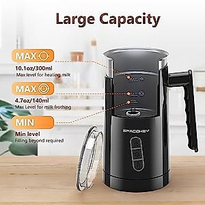 Milk Frother,4-in-1 Electric Frother for Coffee,Spacekey 10.1oz Milk Frother and Steamer,Milk Warmer Heats up to 167℉,Automatic Hot & Cold milk foamer with Buzzer for Latte,Cappuccino,Chocolate Milk