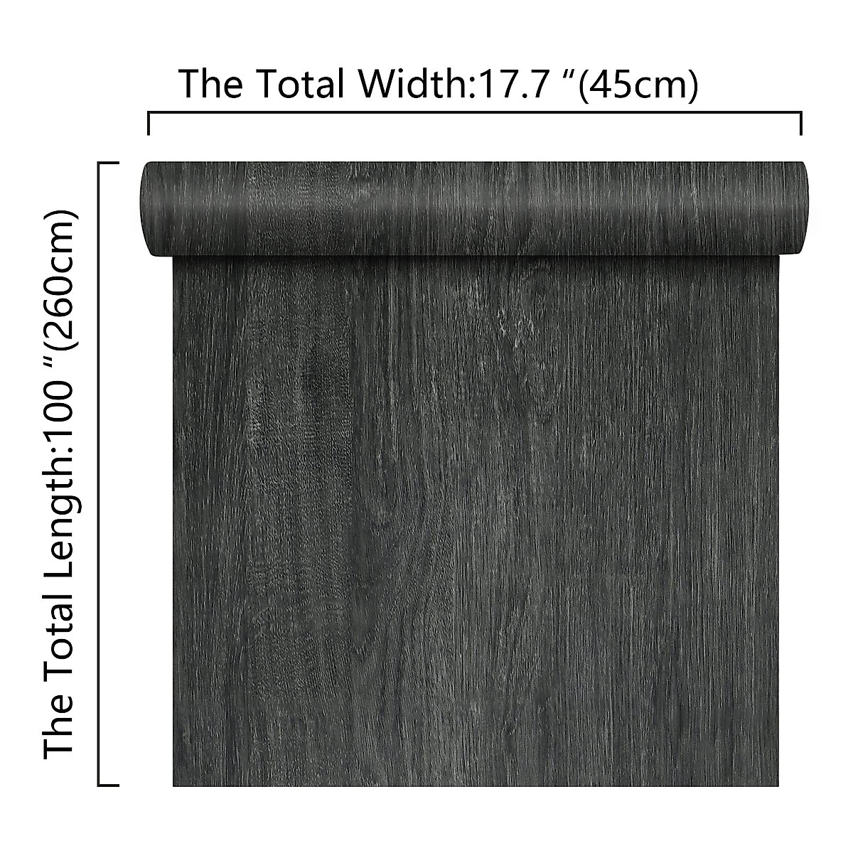 17.7&#039;&#039;x100&#039;&#039; Dark Grey Wood Peel and Stick Wallpaper Thick Self-Adhesive Removable Wallpaper Wood Decorative Wall Covering Rustic Wood Grain Contact Paper Waterproof Vinyl Film for Countertops Cabinet