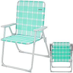 #WEJOY XL Oversized Aluminium Camping Chair Foldable Portable Webbed Lawn Chairs Lightweight Beach Chairs Webbing Beach Chair Off Ground, Outdoor Folding Chair for Concerts, Sports, Painting, Travel