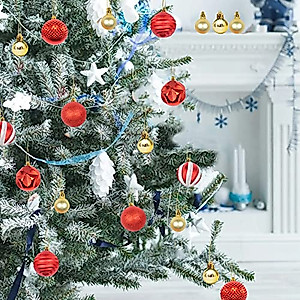 DmHirmg Christmas Tree Baubles, Christmas Balls Decorations, Shatterproof, Christmas Tree Decorations Balls for Xmas Tree Wedding Party Festival Decor (Red-Gold)