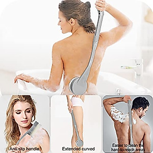 Back Brush Long Handle for Shower, 20.5” Back Bath Brush for Shower, Back Scrubber, Exfoliation and Improved Skin Health for Elderly with Limited Arm Movement, Disabled, Pregnant Women