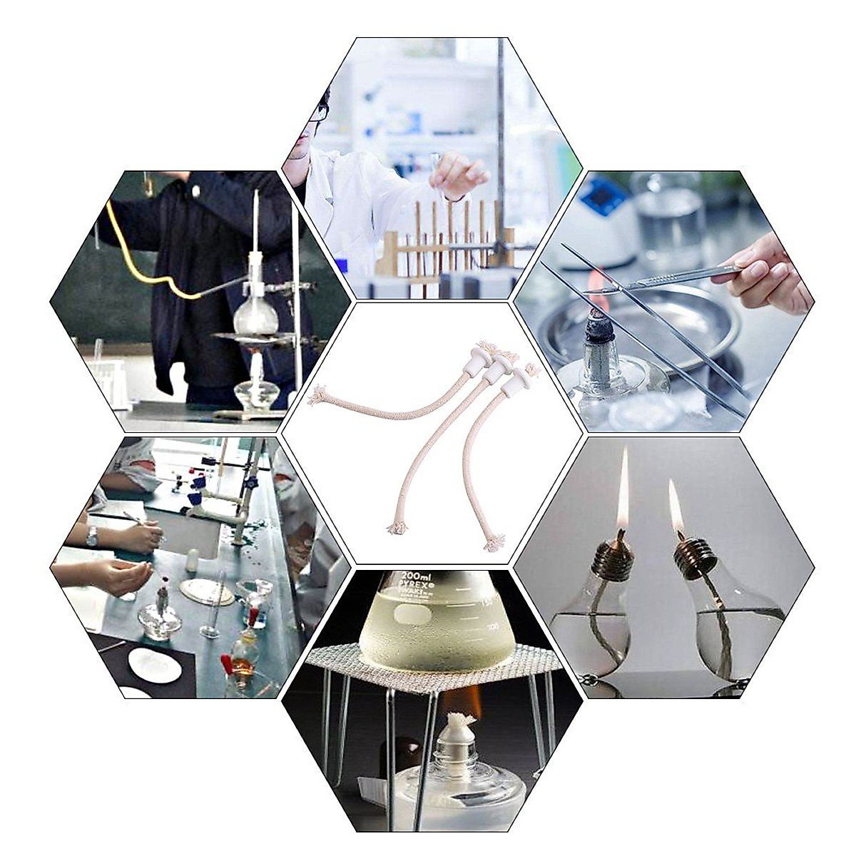 7 Pcs Oil Lamp Wick - Delaman Alcohol Lamp Wick Replacement Vintage Kerosene Lamp Wick Ceramic Lamp Accessories Oil Candle Lamp for Ceramic Heat,Experimentation and Lighting 7.2in