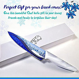 Chefs Knives - Professional Chef knife set, 8 inch sharp cutting blade - Stainless Steel kitchen cooking knife with Ergonomic handle - Loving gifts for Chefs & butcher with cool design