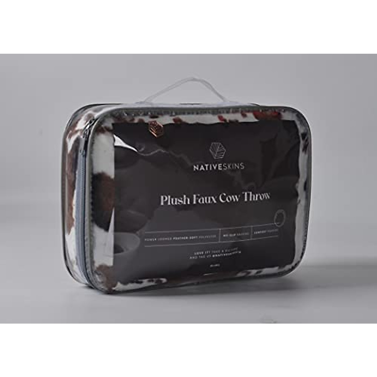 NativeSkins Faux Cowhide Throw Blanket (4.2 x 5.3 ft) - Plush and Cozy Cow Print