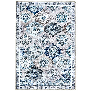 Fashriend FAZ Washable Doormat Boho Chic Medallion Trellis Distressed Non-Slip Foldable Washable Area Rug 2'×3' Stairway Entryway Silver Purple Multi