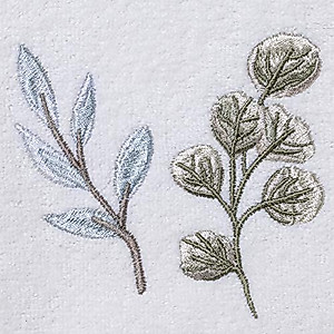 Avanti Linens Ombre Leaves Collection, Embroidered Hand Towel, White