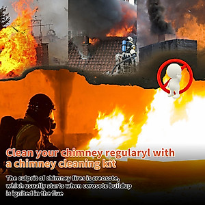 Sealegend 30 Feet Chimney Sweep Kit Chimney Brush Chimney Cleaning Kit and Rotary Chimney Cleaning System Fireplace Brush Tool with 9 Nylon Flexible Rods