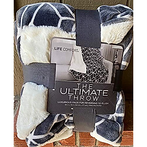 Gray Grey and White Pattern Life Comfort Sherpa Plush 60 by 70 inch Throw