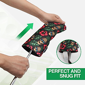 VIXYN Golf Head Covers - 3 Pack Golf Club Covers for Driver, Woods and Hybrid - Driver Headcover to Fit All Golf Clubs (Pineapple Skull)