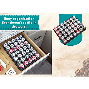 Polar Whale Coffee Pod Storage Organizer Tray Drawer Insert for Kitchen Home Office Waterproof 10.9 x 14.9 Inches Holds 35 Compatible with Keurig K-Cup Durable Dark Gray Foam Made In The USA