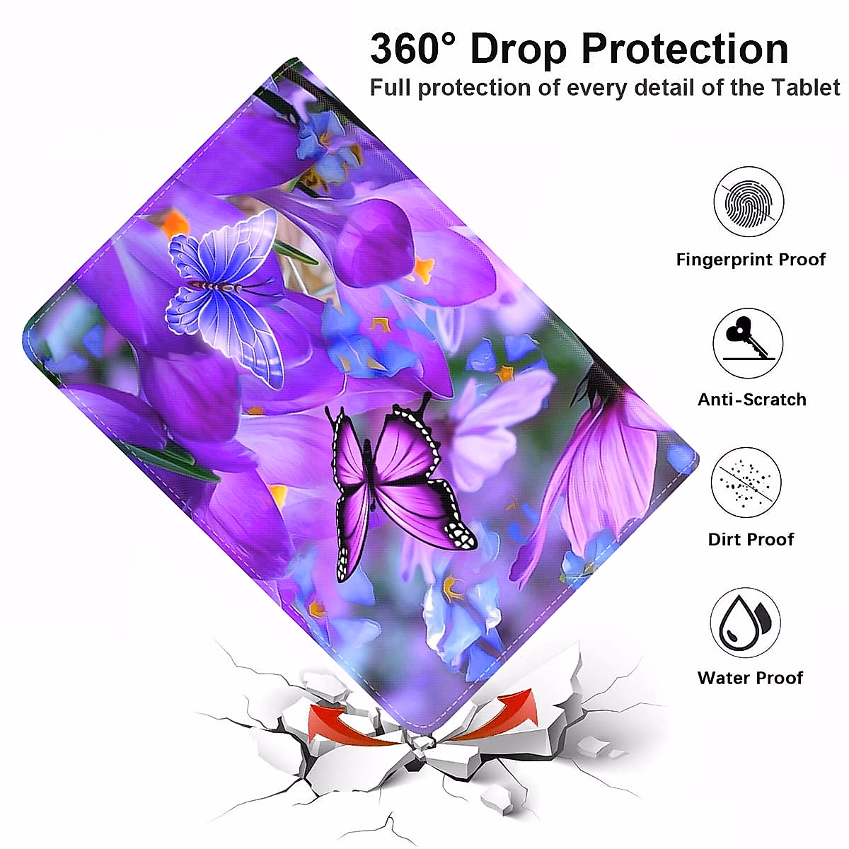 DEHJYYIJUY Case for Samsung Galaxy Tab S8 2022 & S7 2020 11 inch (SM-X700/X706/T870/T875/T878) - Slim PU Leather Folio Smart Cover with Auto Wake/Sleep, Purple Flowers and Butterfly