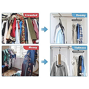 Magic Hangers, 10 Pack Black Hangers, Clothes Hangers, Closet Organizers and Storage, Hangers Space Saving, Non-Slip Hangers, Multifunctional Storage Plastic Hangers with 9 Slots, Dorm Room Essentials