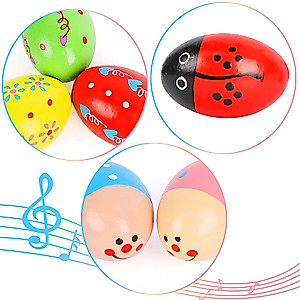SallyFashion 6 PCS Wooden Percussion Musical Egg Maracas Egg Shakers for Party Favors Classroom Prize Supplies Musical Instrument