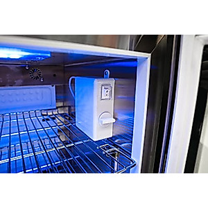 Mont Alpi MAF 2.7 Cubic Ft Outdoor Rated Glass Door Compact Temperature Adjustable Lockable Refrigerator Beverage & Wine Cooler Module w/ 3 Adjustable Racks + Blue LED Lighting