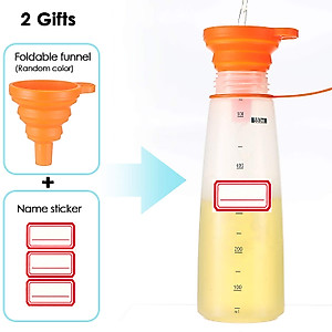 Ondiomn Condiment Squeeze Bottle Wide Mouth, 2 Pack 550ml Empty Reusable Squeeze Bottles for Honey,Batter,Catsup,Onion,Resin,Baking,Expoxy,Relish, BPA Free-Food Grade
