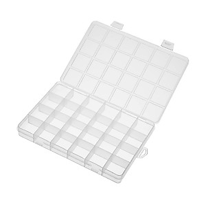 Juvielich Clear Plastic Organizer Box,24 Fixed Grids Storage Container Jewelry Box for Beads Art DIY Crafts Jewelry Fishing Tackles 7.6"x5.2"x0.87"(LxWxH) 2PCS