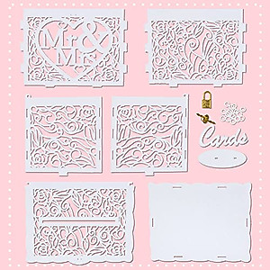 Jolik Wedding Money Box Holder with Sign, Large Rustic Wood Wooden DIY Envelop Gift Card Shadow Boxes with Lock Slot for Reception Anniversary Graduation Birthday Party Parties (Mr & Mrs, White)