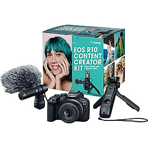 Canon EOS R10 Mirrorless Camera with 18-45mm Lens & Content Creator Kit with Advanced Accessory and Travel Bundle | 5331C079 | Canon EOS R10 Mirrorless Camera