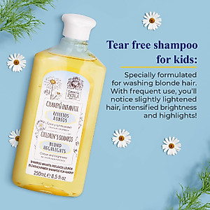 Intea Camomila Kids Shampoo for Blonde Highlights – 8.5Oz Chamomile Shampoo Hair Lightener for Kids – Natural Extract Toddler Shampoo with No Silicones or Parabens