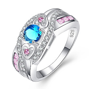 Psiroy 925 Sterling Silver Plated Simulated Blue Topaz Wedding Ring Band Size 8