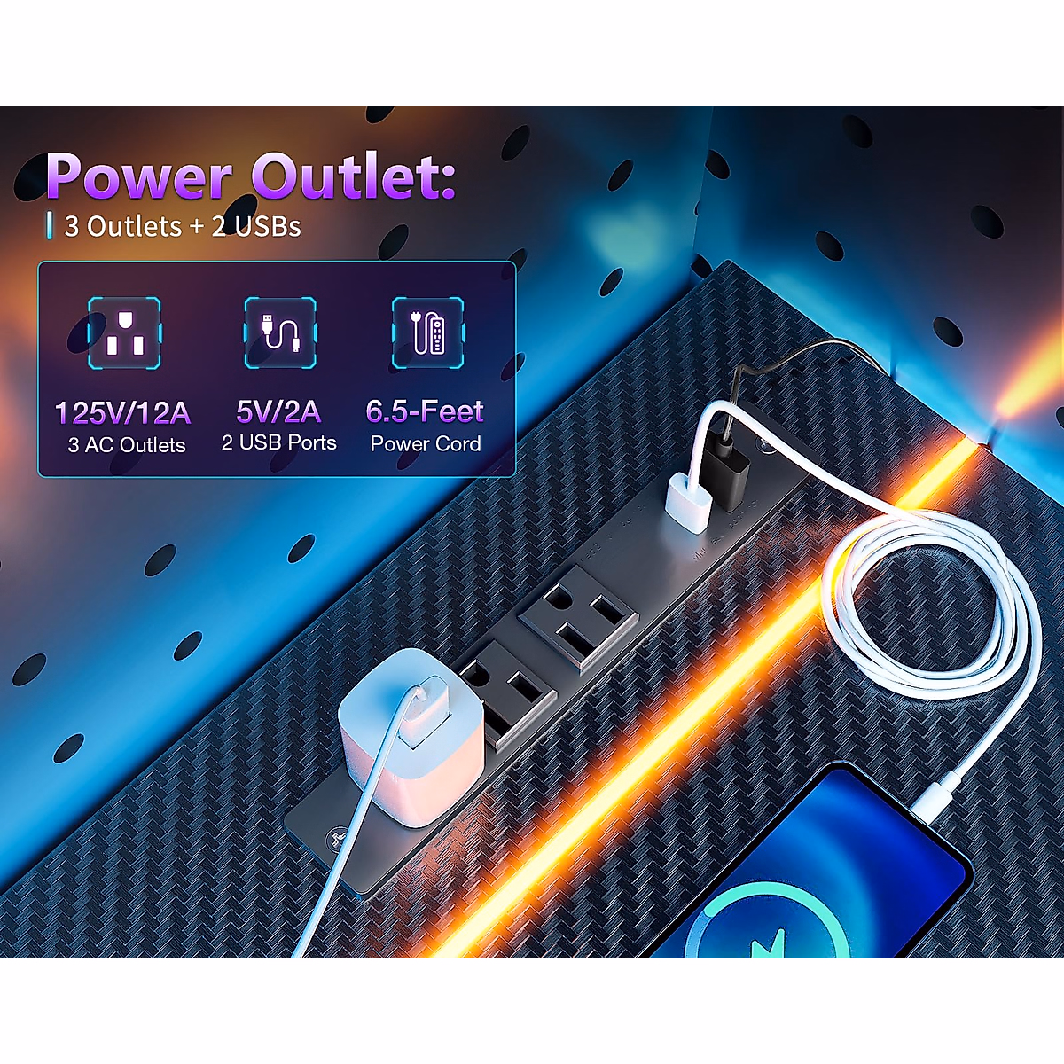 MOTPK Small Gaming Desk with LED Lights & Power Outlet, Computer Desk 31.5inch for Small Space, Cheap Gaming Table with Carbon Fiber Texture, Kids Desk Gift for Boys Men, Black