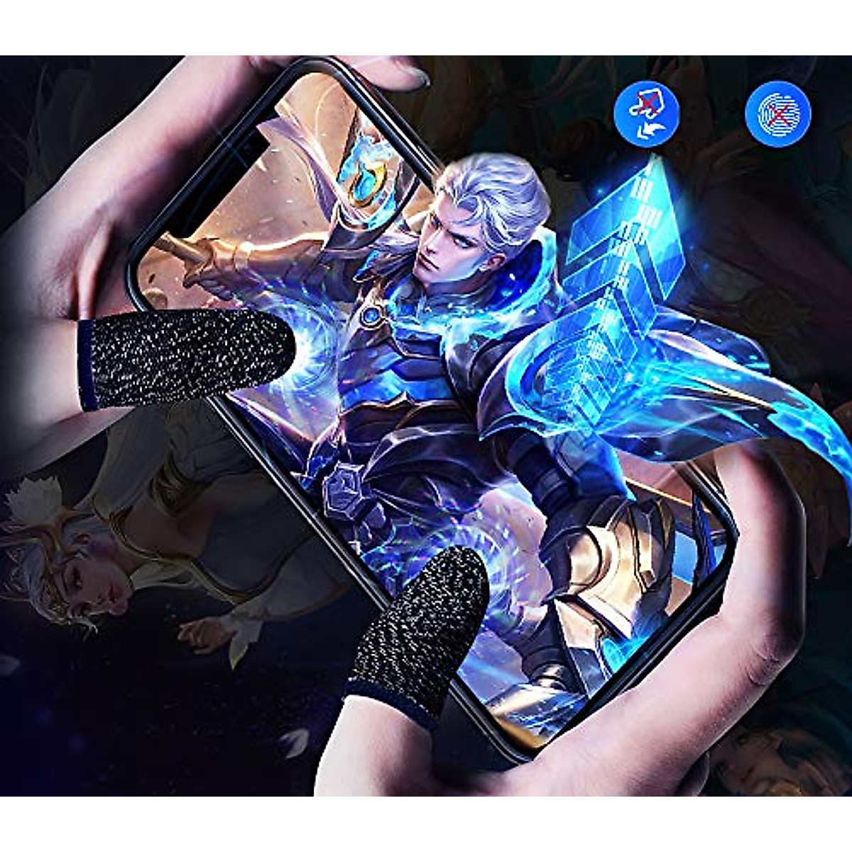 Mobile Gaming Finger Thumb Sleeves,Anti-Sweat Breathable Seamless Thumb Touchscreen Finger Covers for League of Legend, PUBG, Rules of Survival, Knives Out
