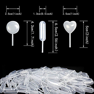 150pcs plastic droppers pipettes, 4ml Plastic Pipettes, Heart Round Rectangular Plastic Squeeze Transfer Pipettes Suitable for Chocolate, Cupcakes, Strawberries