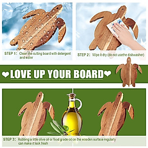 Acacia Wood Sea Turtle Cutting Board, 14 x 12 Inch Wooden Bread Board Cheese Serving Platter Serving Charcuterie Board for Meat Cheese and Vegetables