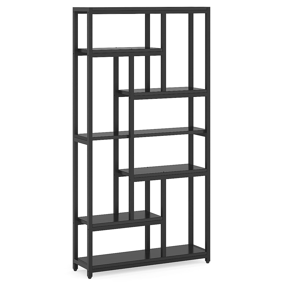 Tribesigns 79 Inch Bookshelf, 7-Tier Tall Bookcase with 10-Open Shelf, Wood and Metal Book Shelf Storage Shelves for Bedroom, Living Room and Home Office, Black