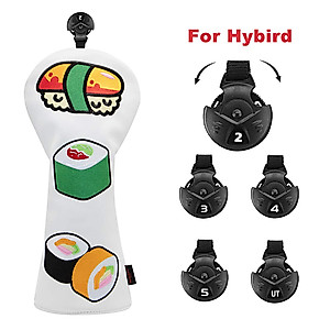 Japanese Sushi Golf Club Covers - Golf Accessory for Men, Women, Kids, Golfer - 3 Model Options Golf Driver Headcover/Golf Fairway Wood Head Cover/Hybrid Club Head Cover
