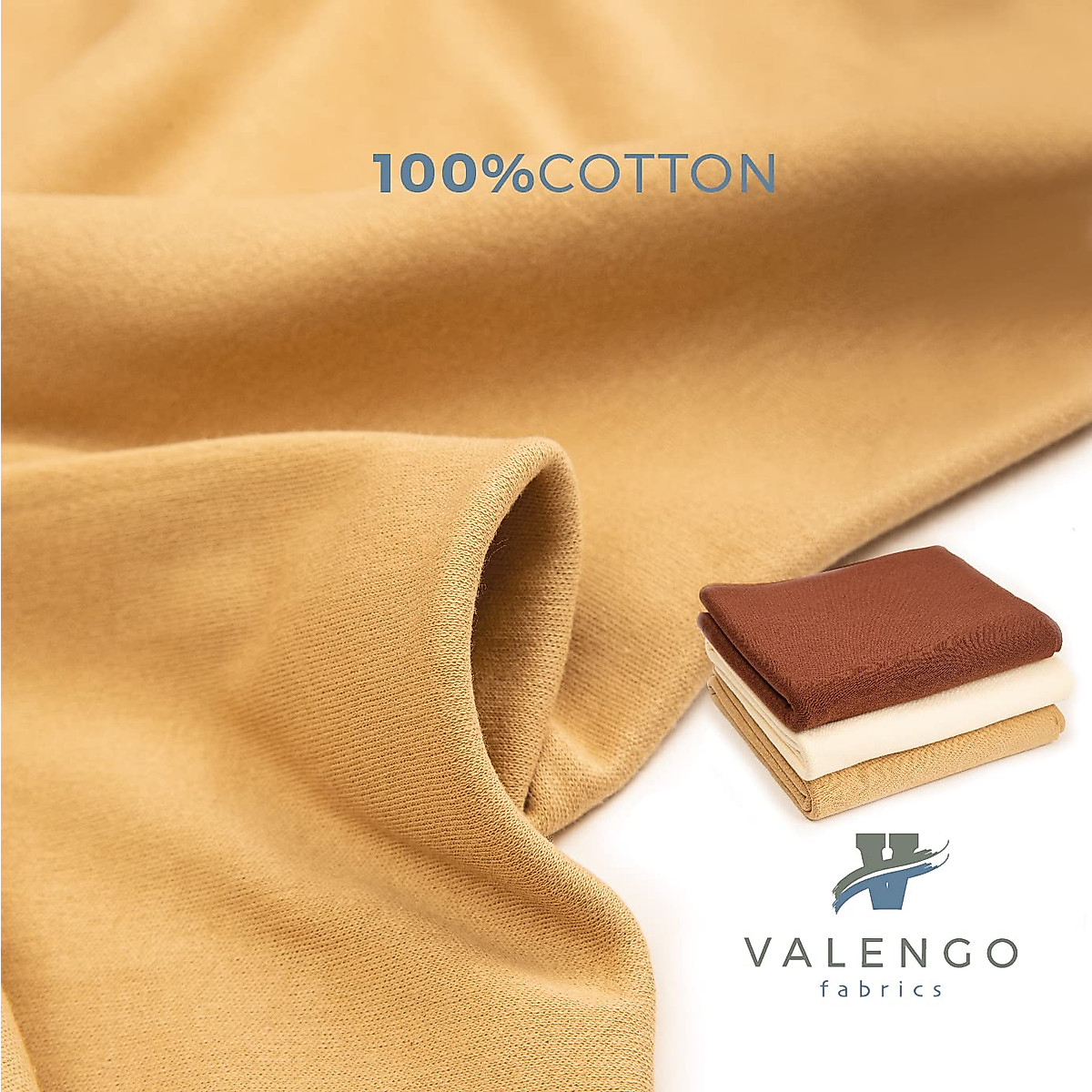 VALENGO Premium Skin Tone Fabric for Doll Making, 100% Cotton Interlock Fabric, Waldorf Doll Skin Fabric, Cloth Doll Skin Color Fabric - 1 Yard (Tan)