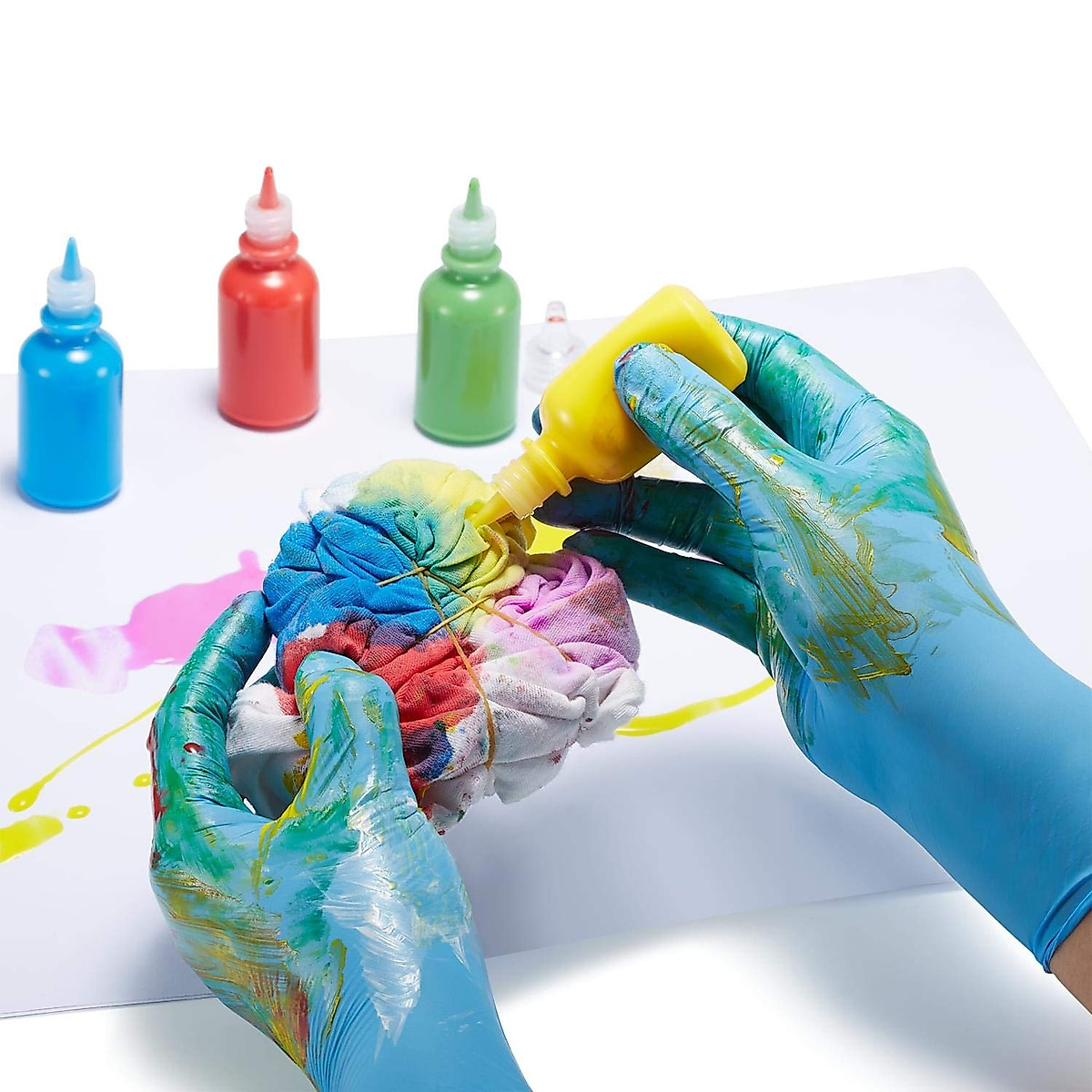 Kids Disposable Nitrile Gloves for 7-14 Years - Latex Free, Food Grade, Powder Free - for Halloween Preparation, Crafting, Painting, Gardening, Cooking, Cleaning - 100 PCS Blue