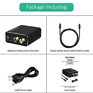 Giveet Digital to Analog Audio Converter, DAC Digital SPDIF Optical (Toslink) to Analog L/R RCA & 3.5mm AUX Stereo Audio Adapter with Optical Cable for TV Box DVD PS3/PS4 Xbox Amp Home Cinema