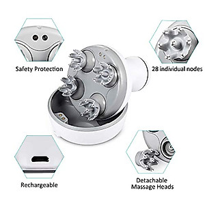 LATME Scalp Massager with 4 Replacement Massage Heads Portable Head Scratcher with Tissue Kneading Nodes Gifts Idea Stress Release Massager for Muscles Shoulder Calf