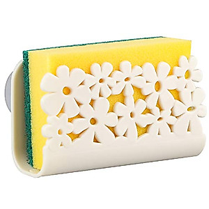 Never Rust Plastic Sponge Holder, Tomorotec Sink Caddy Sink Suction Cups Easy Access Holder Shower and Kitchen Organizer Quick Drain Easy Attach (Beige)