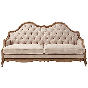ACME Chelmsford Sofa w/5 Pillows - 56050 - Beige Fabric & Antique Taupe