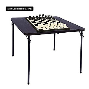 Lineslife Square Folding Card Table Portable with Collapsible Legs, 34'' Fold in Half Small Card Table for Outdoor Indoor, Lightweight Compact for Camping Dining Party, Brown