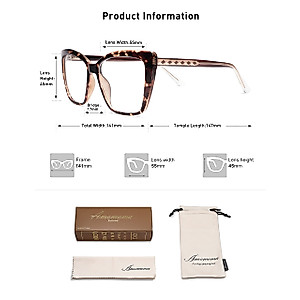 AMOMOMA Trendy TR90 Oversized Blue Light Reading Glasses Women,Stylish Square Cat Eye Glasses AM6031 C1+C6 1.75 x